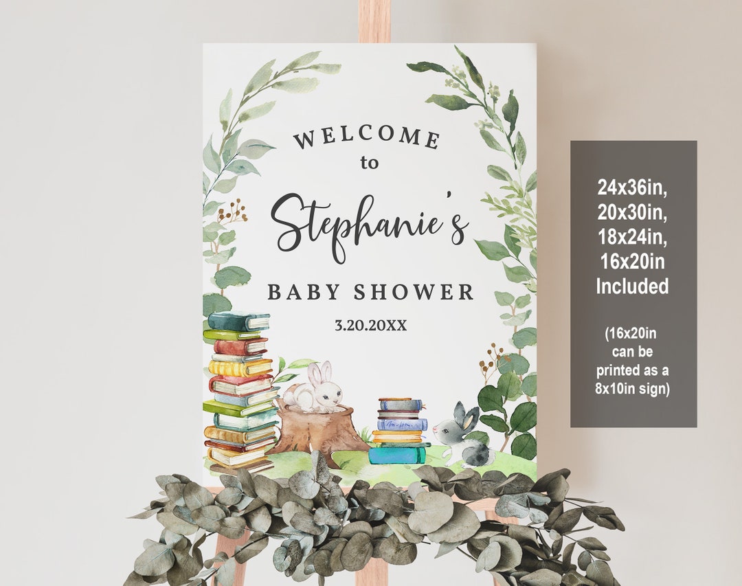Storybook Baby Shower Welcome Sign Chapter Book Printable Book Theme ...