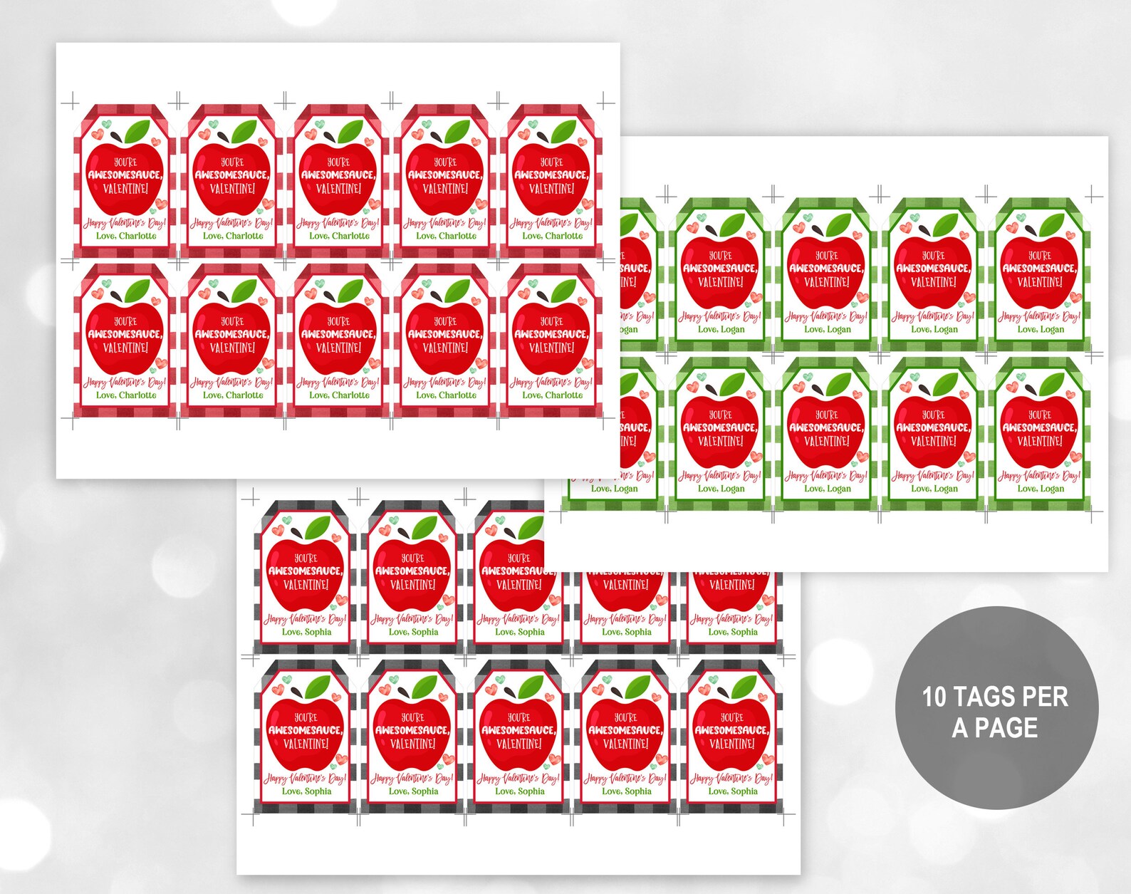 Valentines Applesauce Tag Valentines Day Card Kids Classroom - Etsy