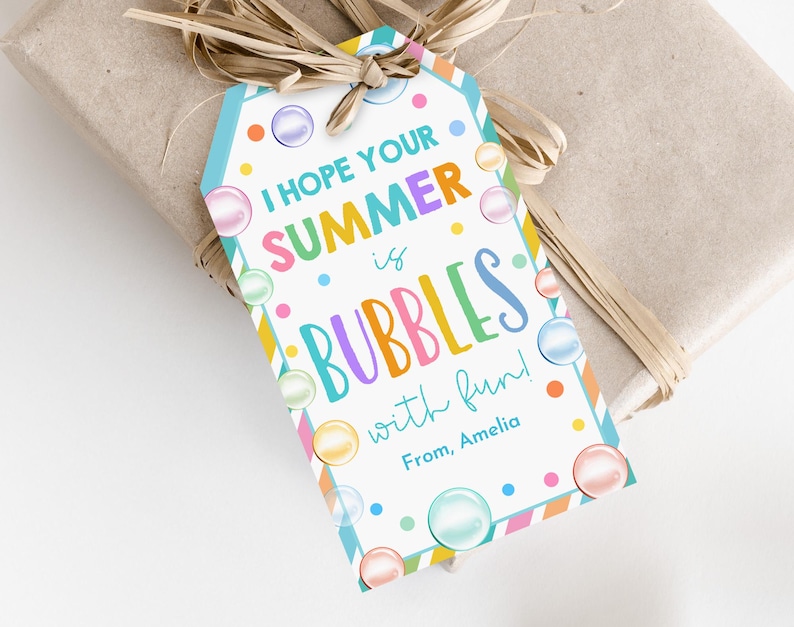 Bubble Favor Tags: End of School Year Printable (editable Summer Labels ...