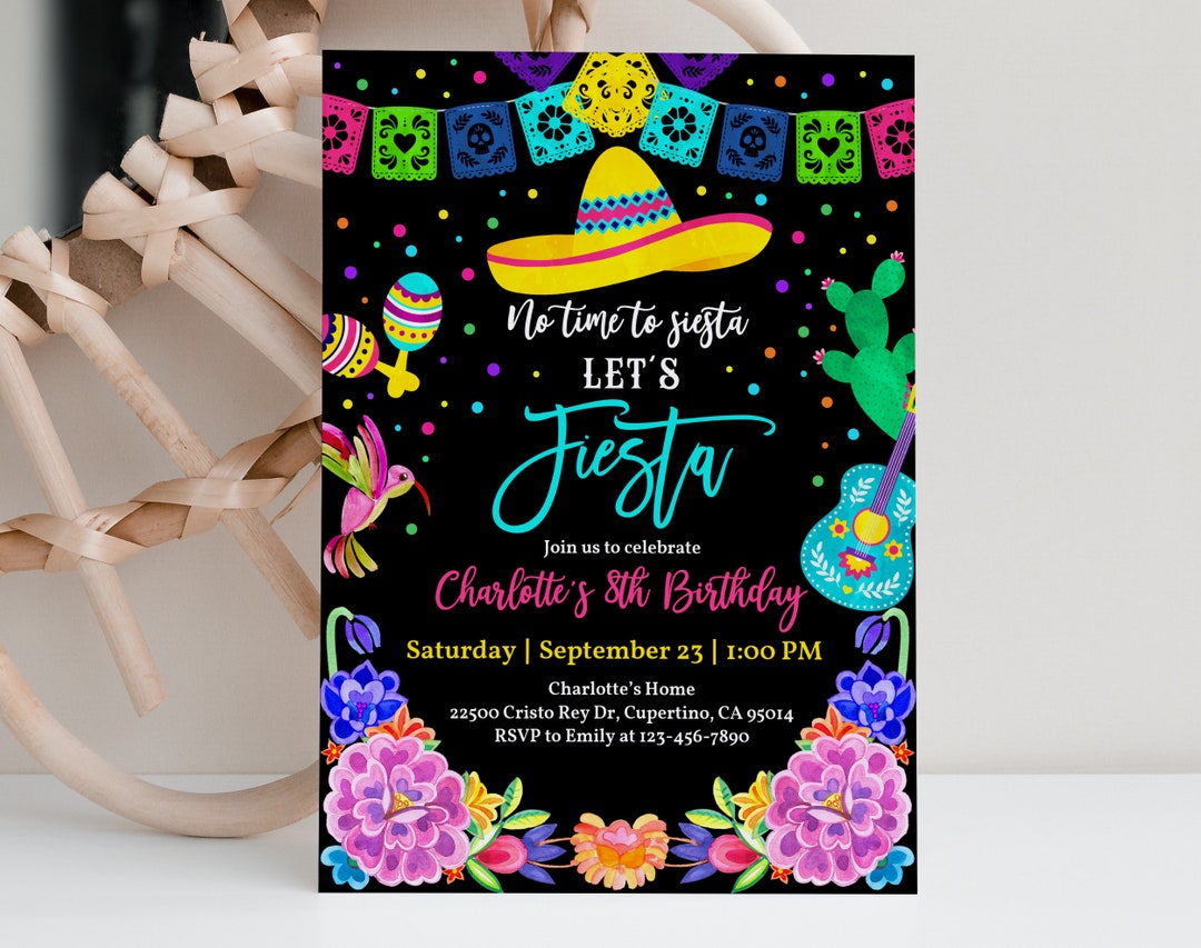 Fiesta Birthday Invitation Fiesta Invite Mexican Fiesta Theme Invite ...