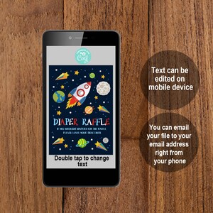 Diaper Raffle Sign Outer Space Baby Shower Party Table Sign Astronaut ...