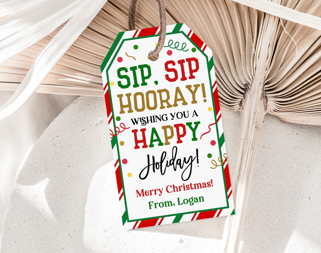 Straw Christmas Gift Tag Holiday School Gift Tag Kids Gift Label ...