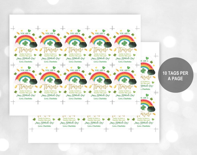 St. Patrick Day Gift Tag Teachers Treat Label Treasure Tag - Etsy