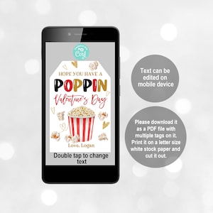 Popcorn Valentine's Day Tag Valentine Label Sticker Classroom School ...