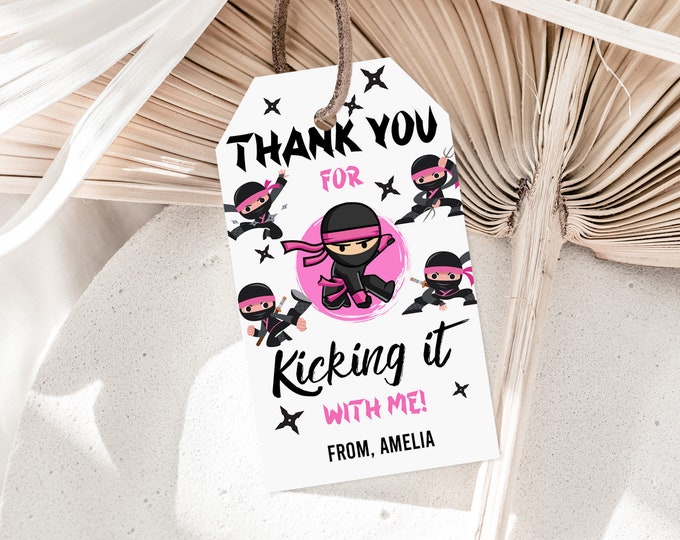 Editable Ninja Birthday Thank You Gift Tags | Ninja Favor Tags ...