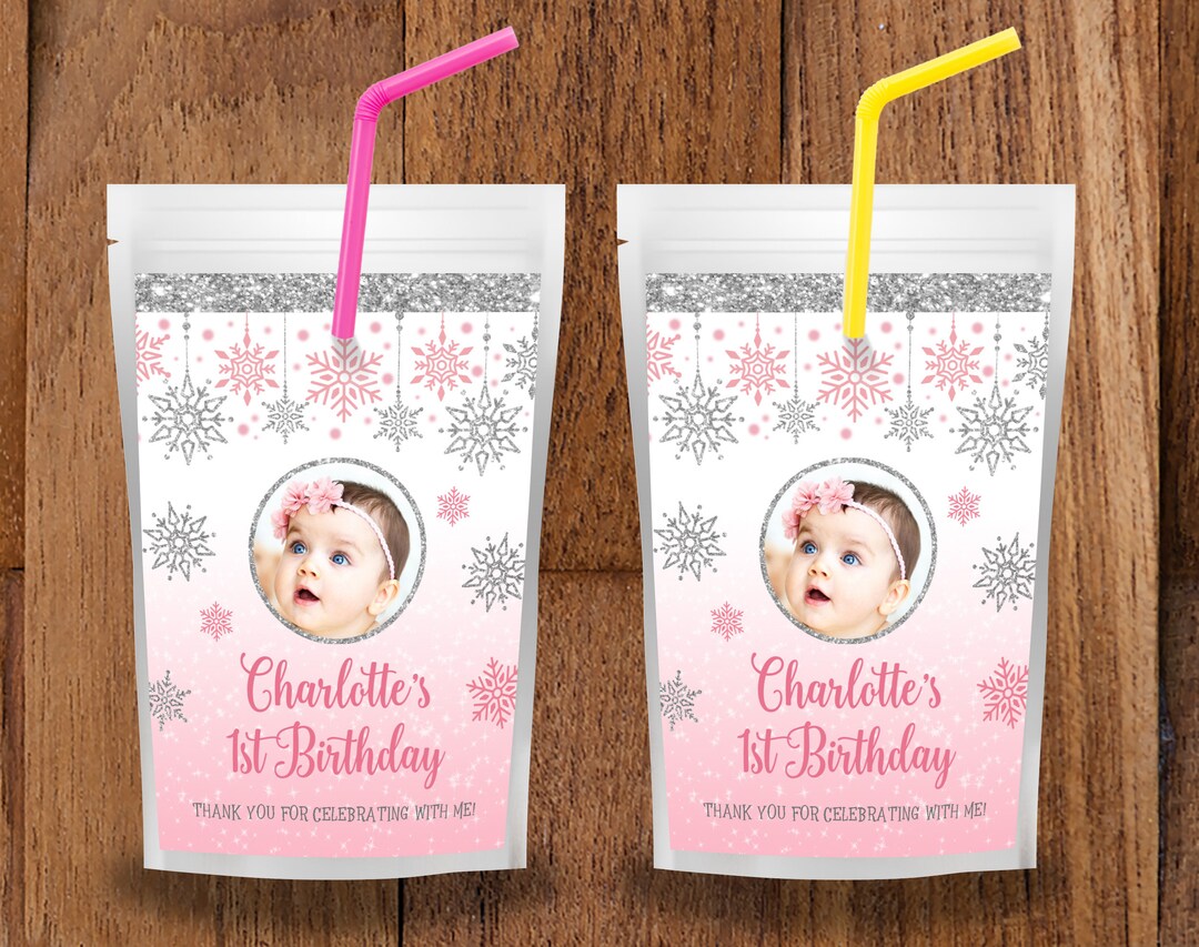 Winter 1st Birthday Juice Pouch Label Snowflake Juice Label - Etsy