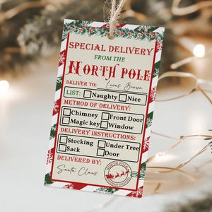 Santa Gift Tags: North Pole Special Delivery - Printable & Editable - Etsy