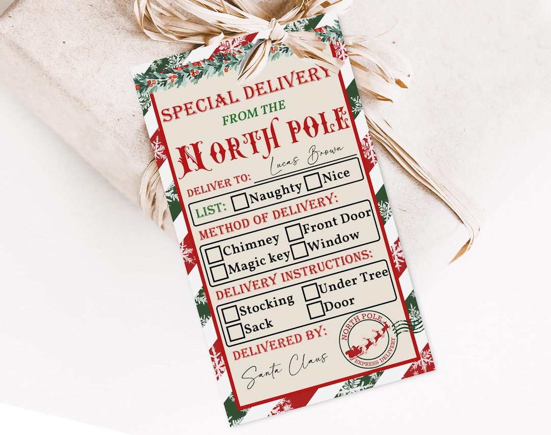 Santa Gift Tags: North Pole Special Delivery - Printable & Editable - Etsy