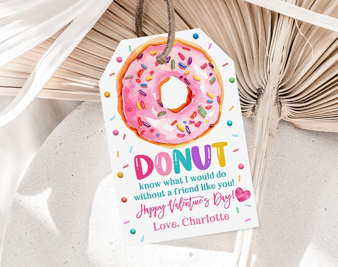 Donut Valentine Tag Classroom Valentine's Day Gift Label Donut Kids ...