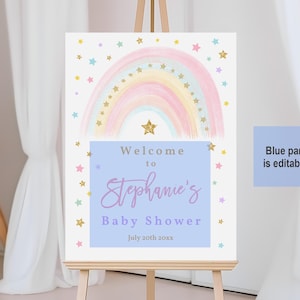 Pastel Rainbow Welcome Sign Rainbow Baby Shower Welcome Poster Girl ...