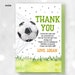 Soccer Birthday Thank You Card Soccer Party Thank You Note Football ...