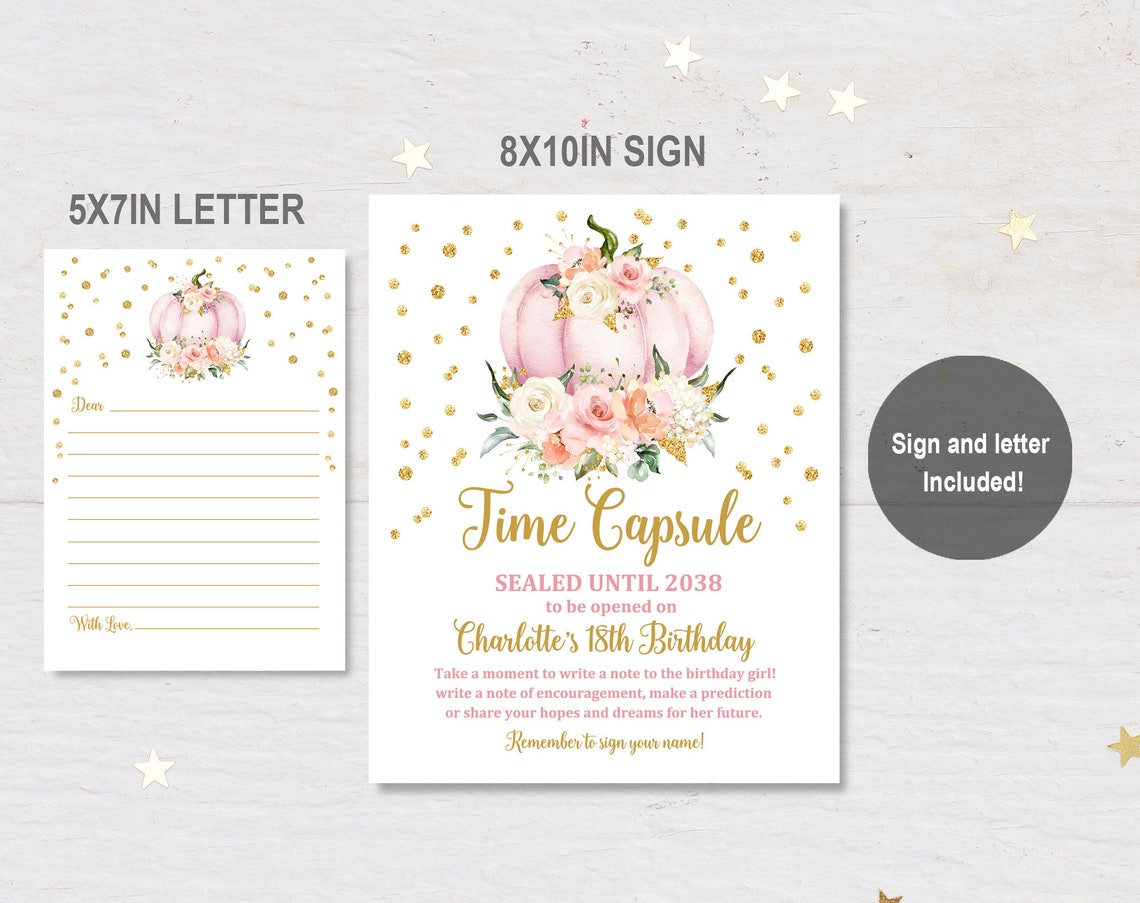 Pumpkin Time Capsule Sign/ 8x10in Sign 5x7in Letter Included/ | Etsy