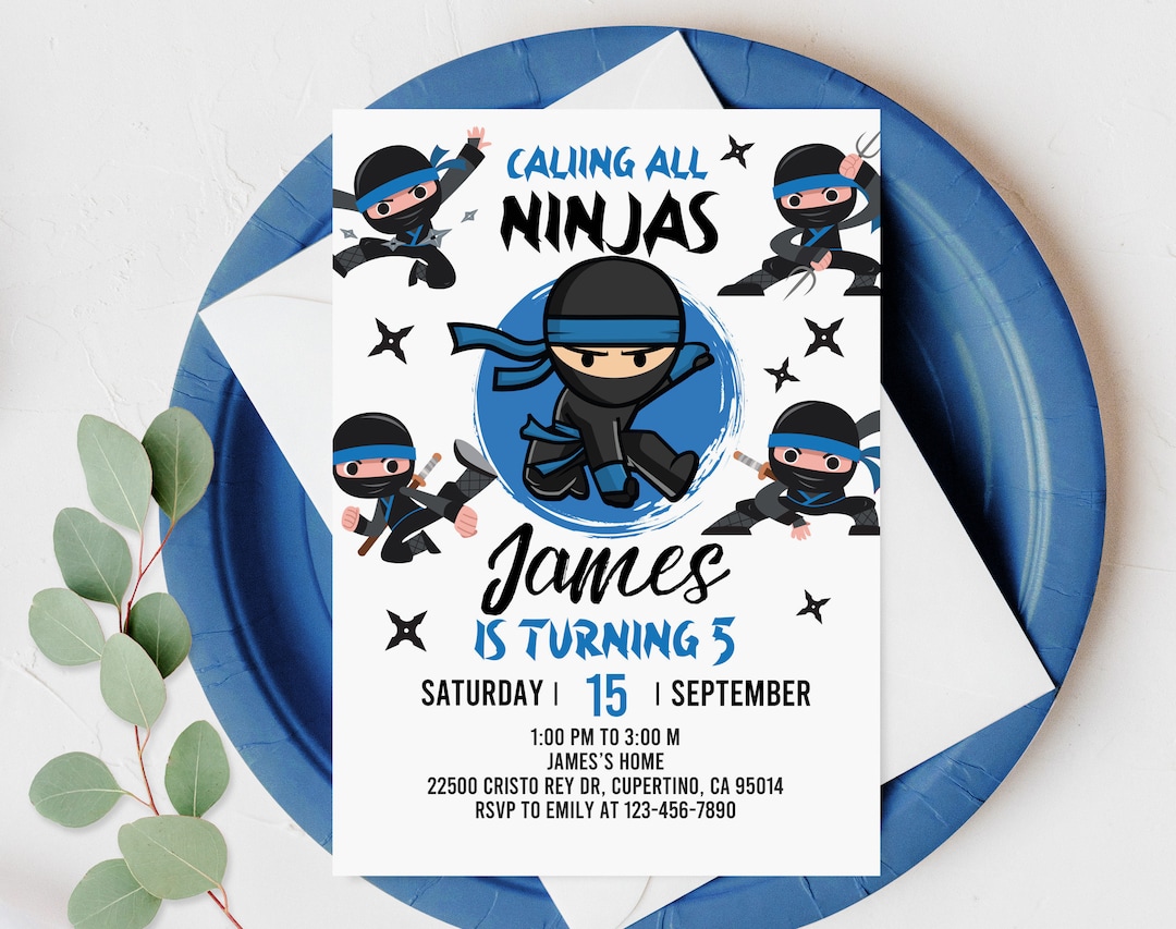 Ninja Birthday Invitation Martial Arts Invite Ninja Party Printable ...