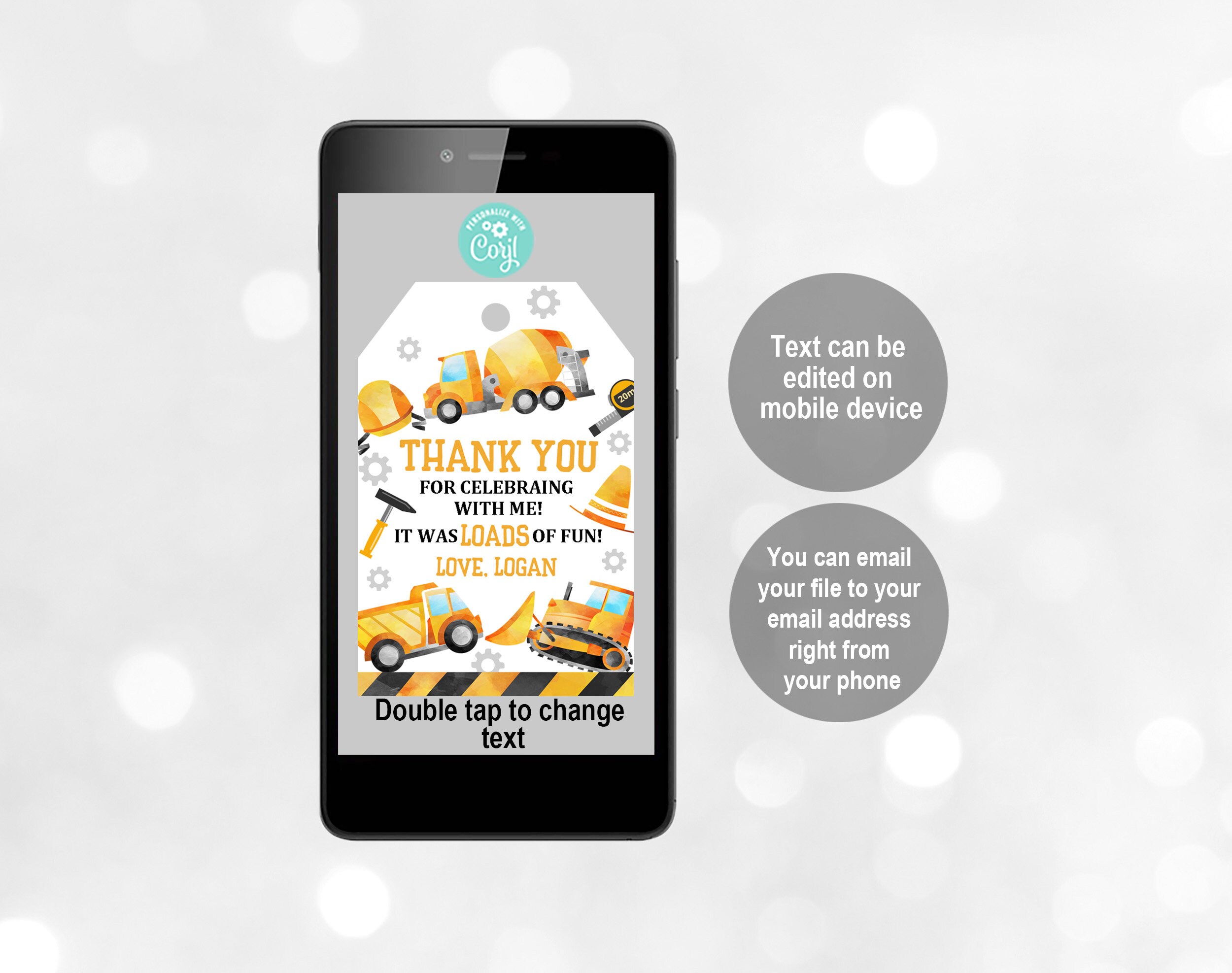 Construction Birthday Tag/ Construction Label/ Birthday Tag/ | Etsy