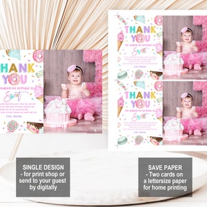 Sweet Party Thank You Card Dessert Thank You Note Ice Cream Donut ...