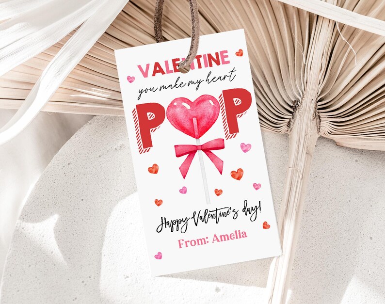 Valentine Gift Tags: Editable Lollipop Treat Labels (printable Vat58 ...