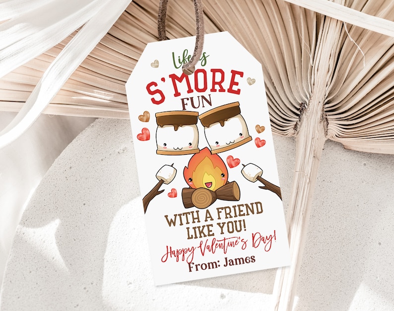 Valentine Gift Tags: S'mores Classroom Favors (printable & Editable ...