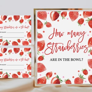 Strawberry Guessing Game Sign and Cards (editable Printable Bab181) - Etsy