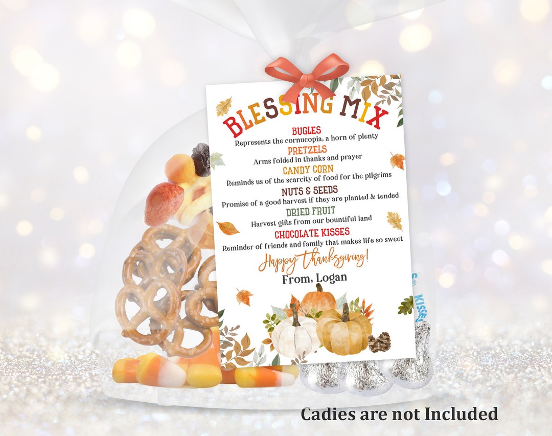 Blessings Mix Gift Tag Thanksgiving Treat Tags Grateful - Etsy