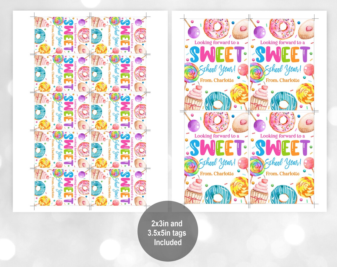 Back to School Tag Sweet Year Candy Cupcake Lollipop Donut Tag - Etsy
