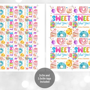 Back to School Tag Sweet Year Candy Cupcake Lollipop Donut Tag Teacher ...