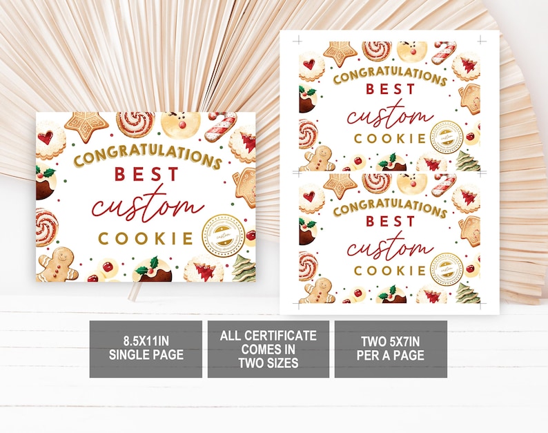 Cookie Award Certificates - Editable Voting Cards for Cookie Swaps ...