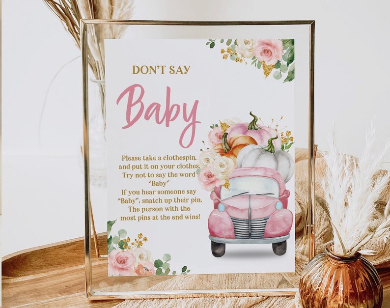 Don't Say Baby Printable Baby Shower Game Sign Pumpkin - Etsy