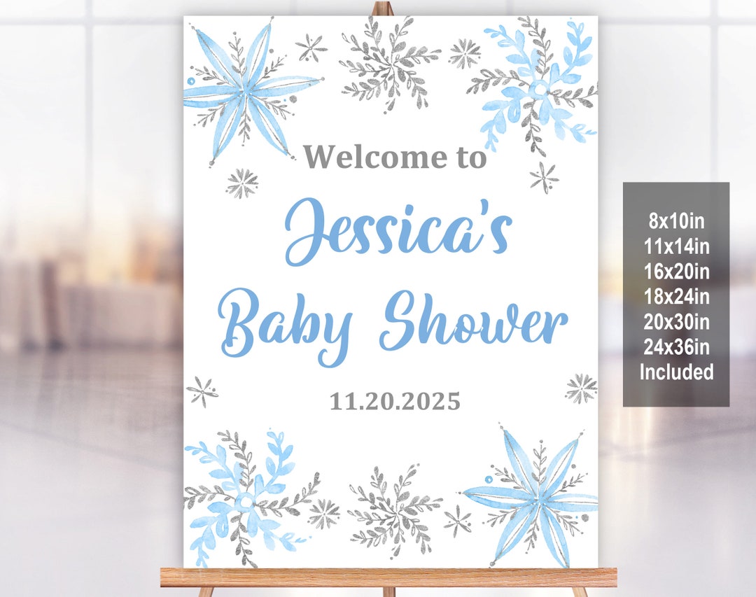 Winter Wonderland Sign Set Snowflake Baby Shower Welcome Sign Poster ...