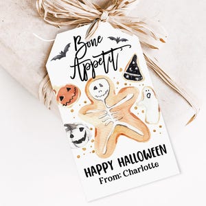 Bone Appétit Halloween Gift Tag Template, Printable Halloween Skeleton ...