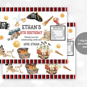 Pirate Birthday Chip Bag Pirate Party Favor Bag Boy Ship Adventure ...
