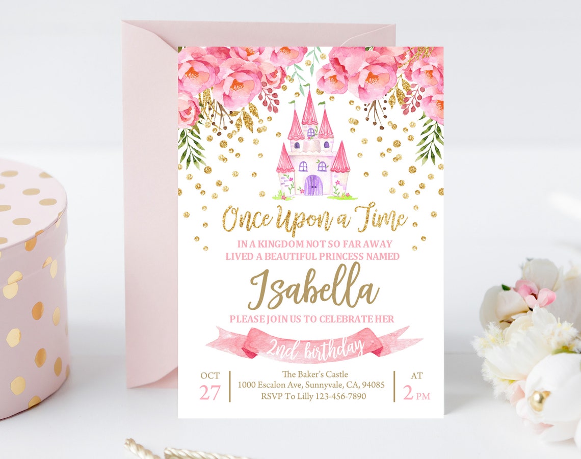 Princess Birthday Invitation Princess Party Invite Girl 1st - Etsy
