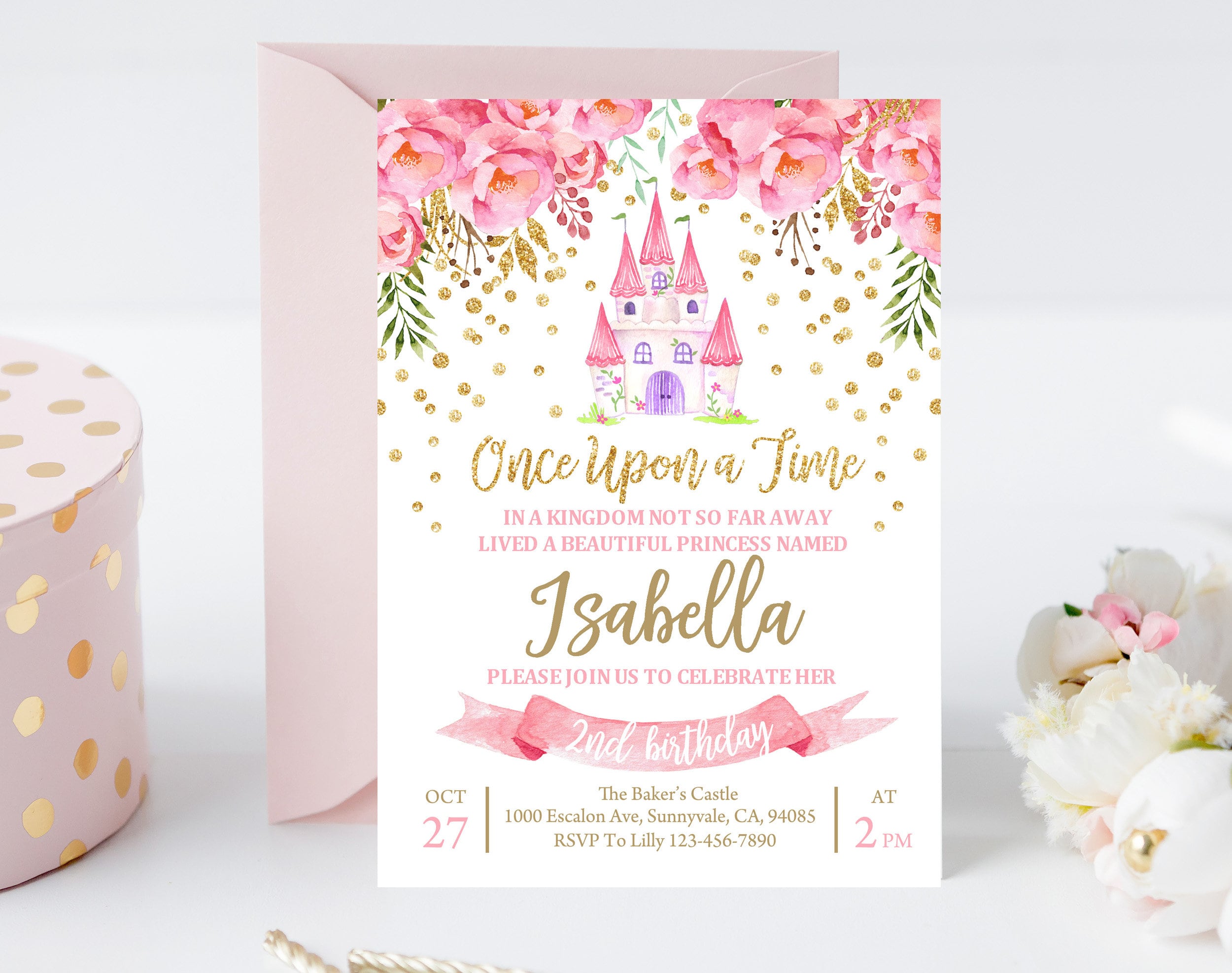 Princess Birthday Invitation Princess Party Invite Girl 1st - Etsy