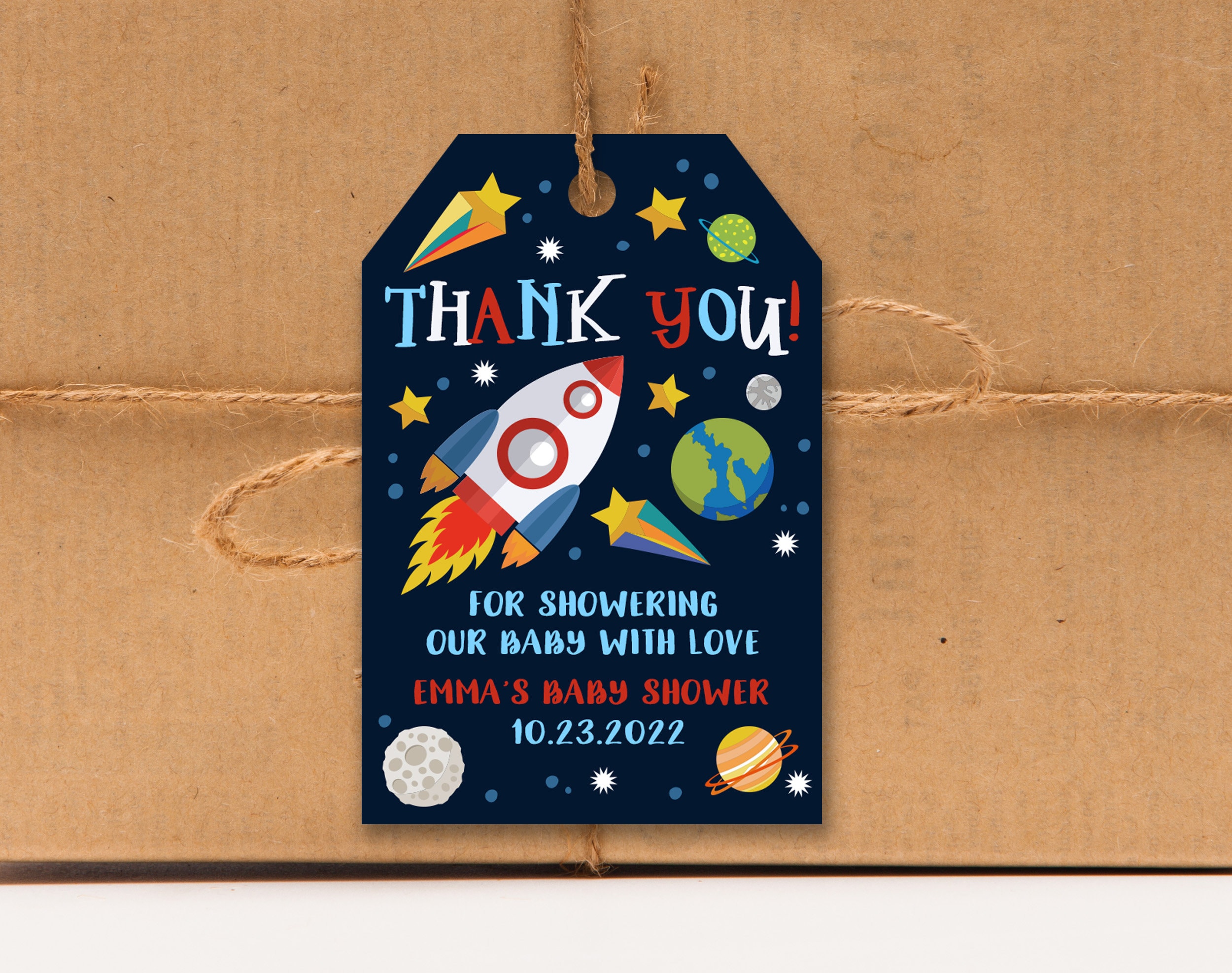 Outer Space Baby Shower Favor Tag Planets Rocket Ship - Etsy