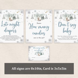 Editable Blue Polar Bear Baby Shower Game Bundle Winter Wonderland Baby ...