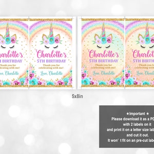 Unicorn Gift Bag Small Label Rainbow Unicorn Magical Birthday Party ...