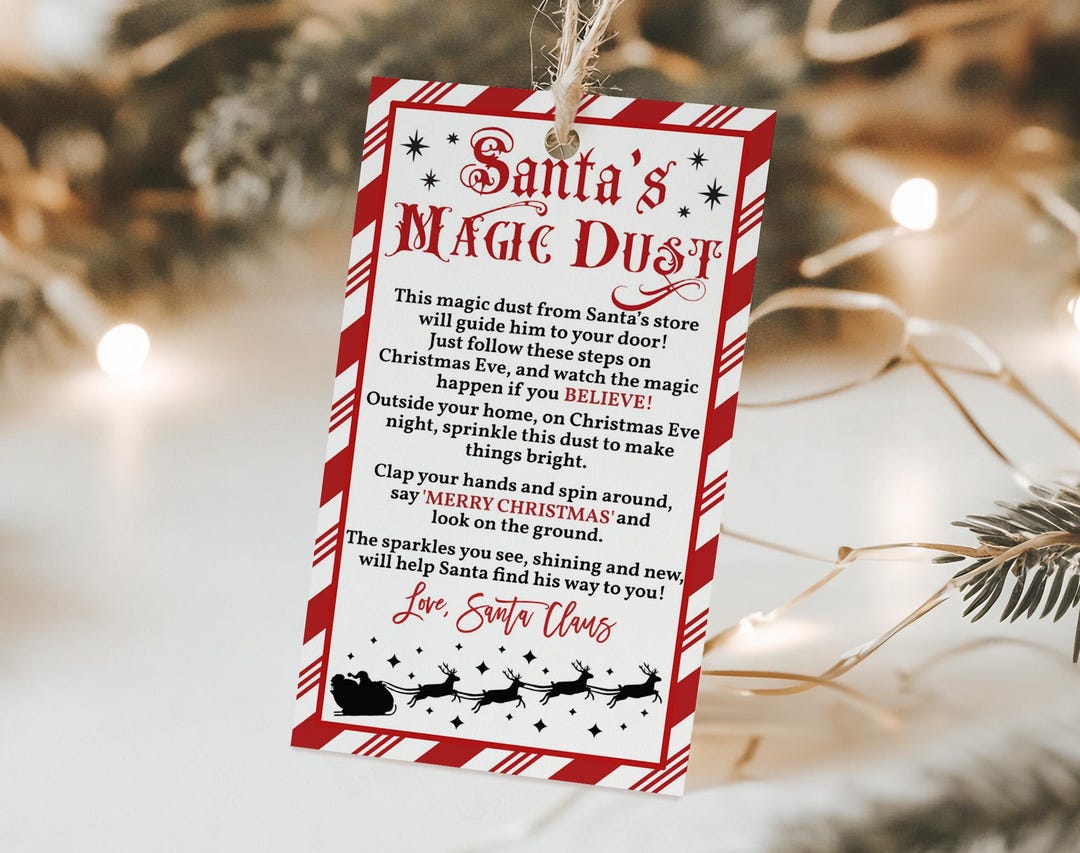 Editable Santa's Magic Dust Tag Printable Christmas Gift Tag Christmas ...