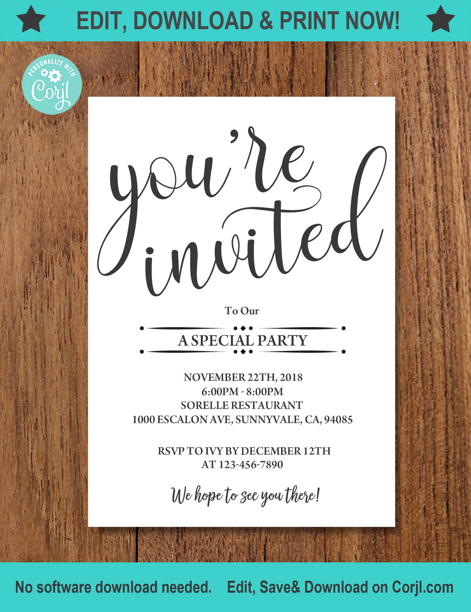 You're Invited Download Everything Editable 5x7in 4x6in - Etsy Australia