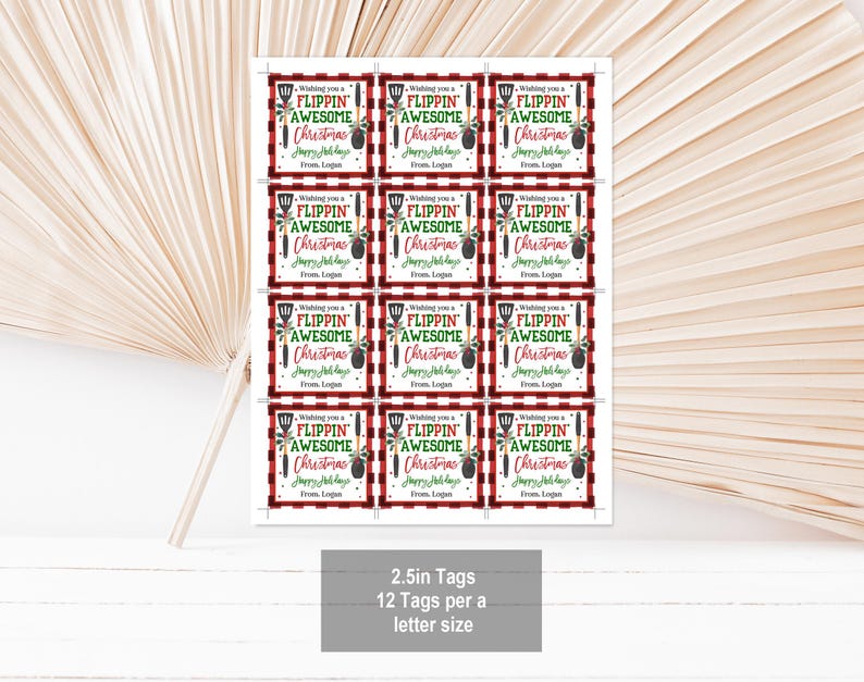 Spatula Christmas Gift Tags: Editable Holiday Favor Labels Cht84 - Etsy