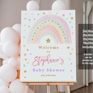 Pastel Rainbow Welcome Sign Rainbow Baby Shower Welcome Poster Girl ...