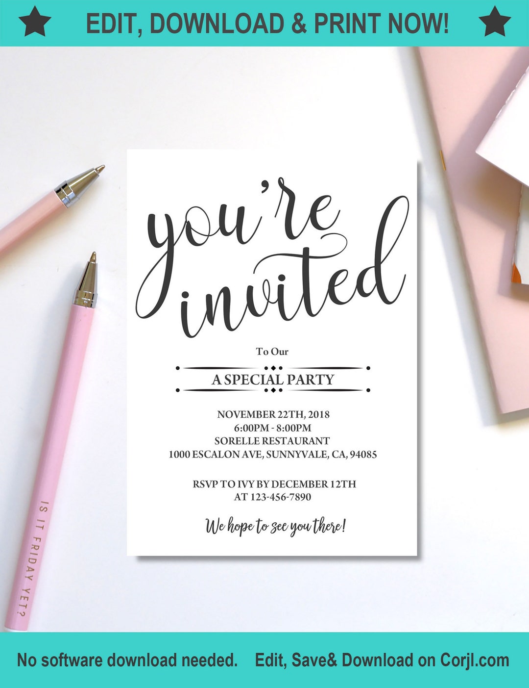 You're Invited Download Everything Editable 5x7in, 4x6in Included ...