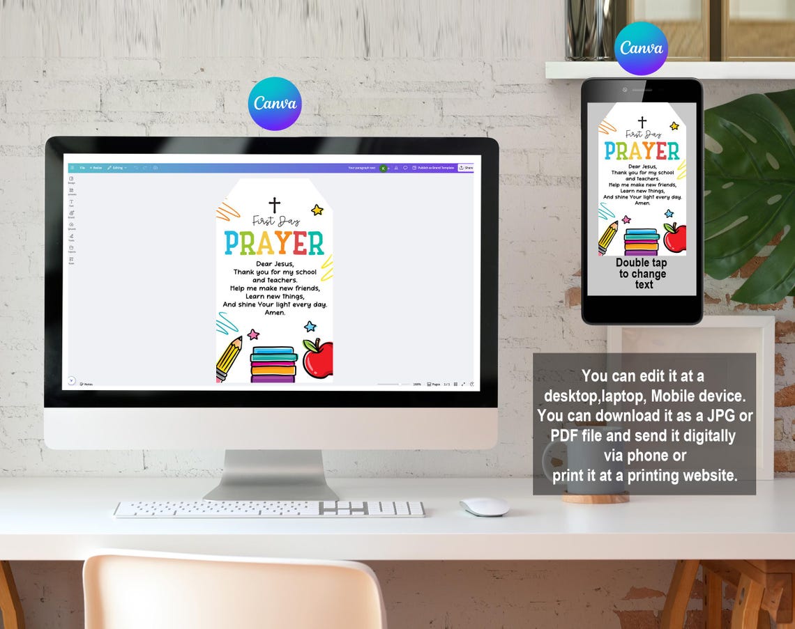 Religious Prayer Tag: Back to School Blessing (editable PDF Bst58) - Etsy