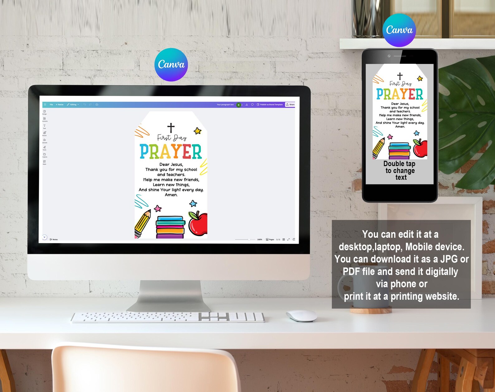 Religious Prayer Tag: Back to School Blessing (editable PDF Bst58) - Etsy