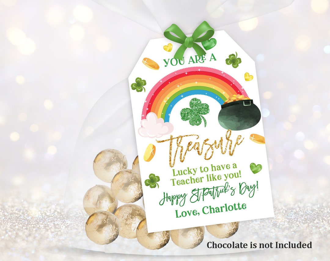 St. Patrick Day Gift Tag Teachers Treat Label Treasure Tag Teacher ...