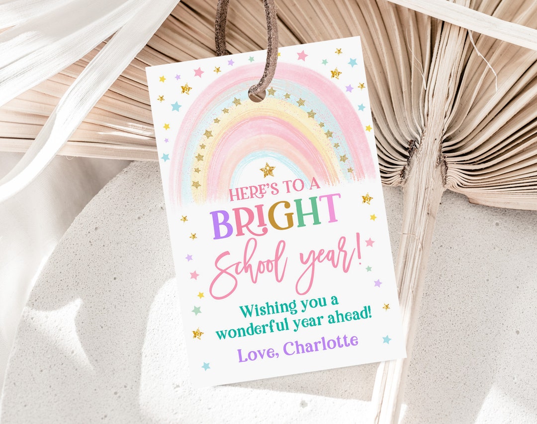 Rainbow Back to School Tag Bright School Year Tag First Day of School ...