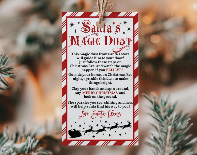 Christmas Gift Tag: Santa's Magic Dust - Editable Printable Sdt2 - Etsy