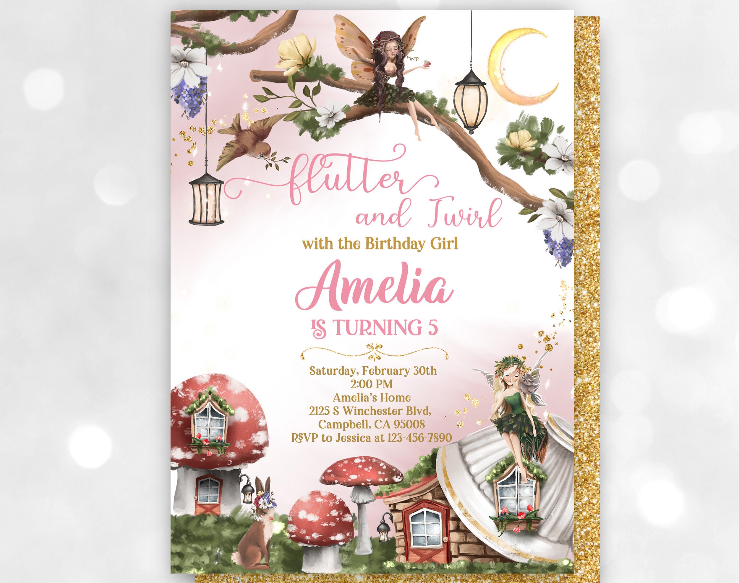 Fairy Birthday Party Invitation Woodland Invite Enchanted | Etsy