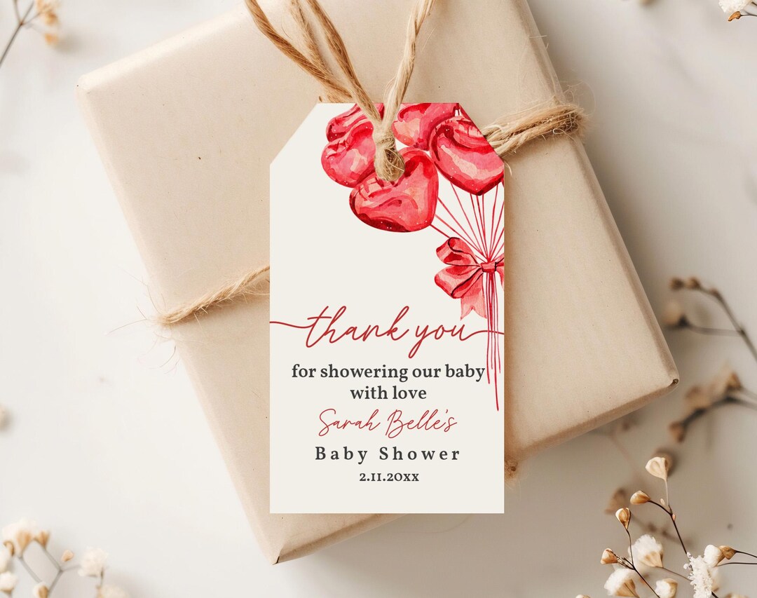 Valentine's Day Baby Shower Favor Tag Editable Sweetheart Gift Label ...