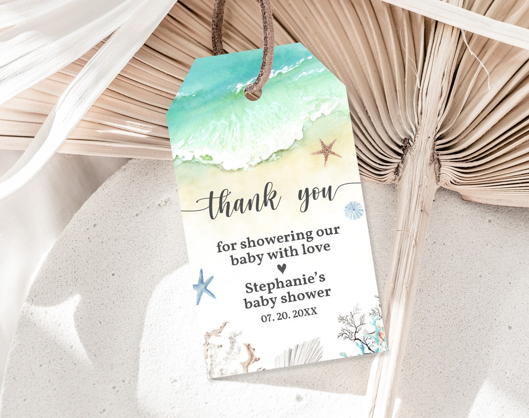 Beach Baby Shower Favor Tag Shore Baby Shower Thank You Tag Ocean ...
