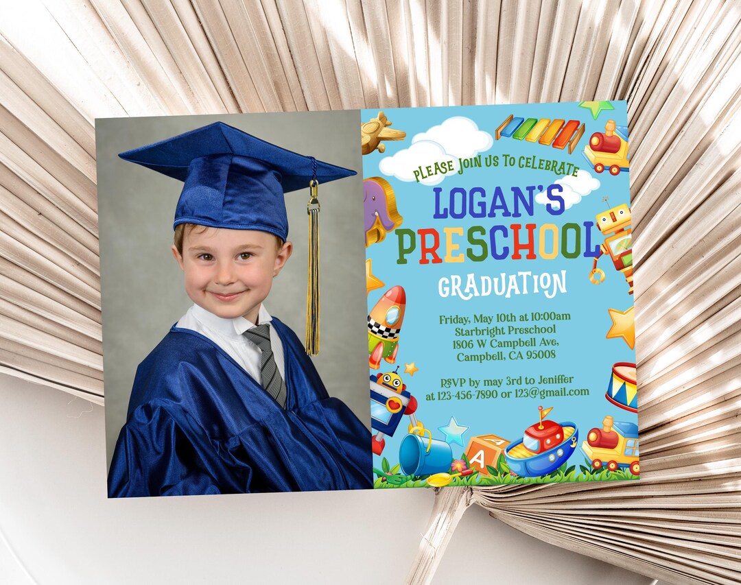 Preschool Graduation Invitation Cute Kids Graduation Party Invite Toy ...