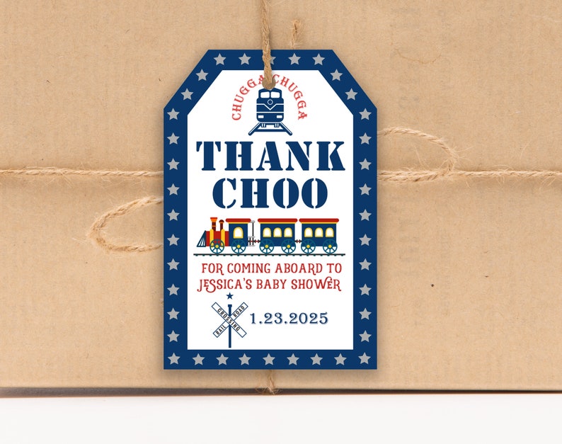 Train Baby Shower Tag/ Train Favor Tag/ EDITABLE INSTANT - Etsy